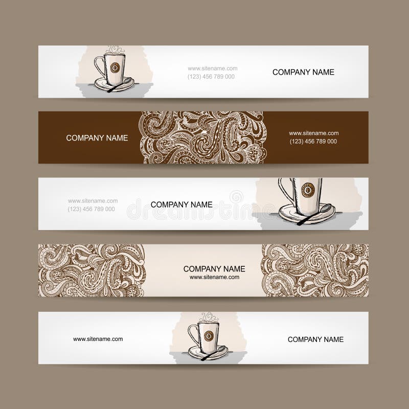 Banners Design with Coffee Cup Stock Vector - Illustration of design ...