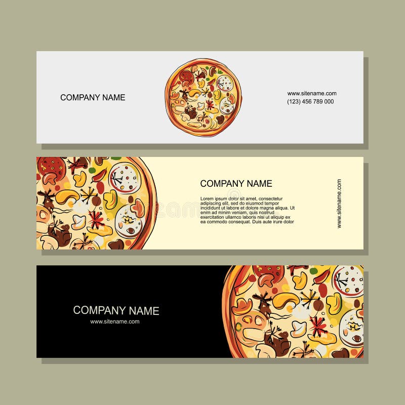 Banners Design with Pizza Sketch Stock Vector - Illustration of cook ...