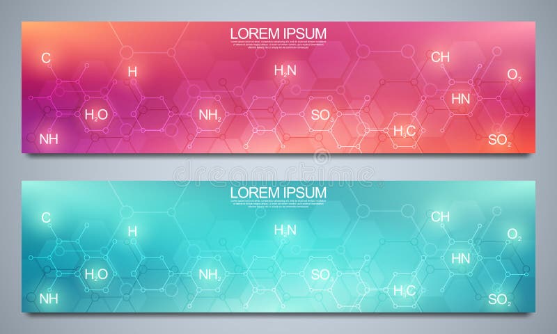 Banners Design Template and Headers for Site with Abstract Chemistry ...