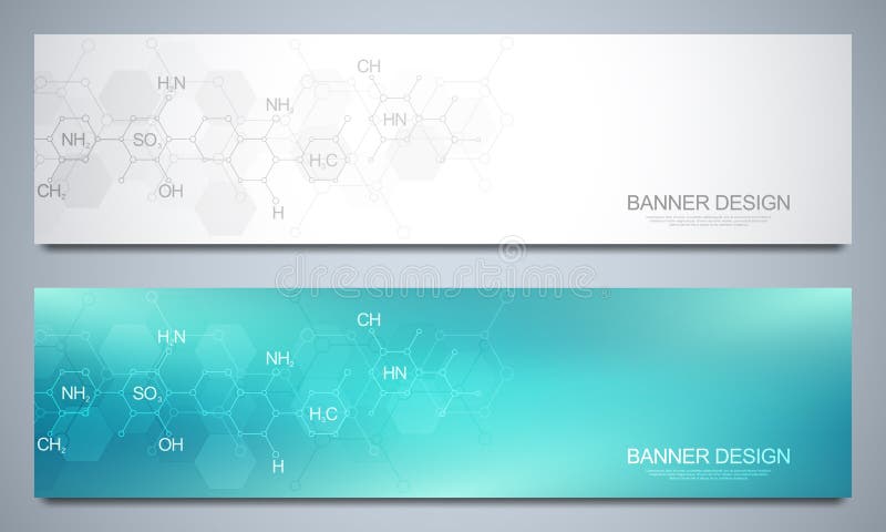 Banners Design Template and Headers for Site with Abstract Chemistry ...