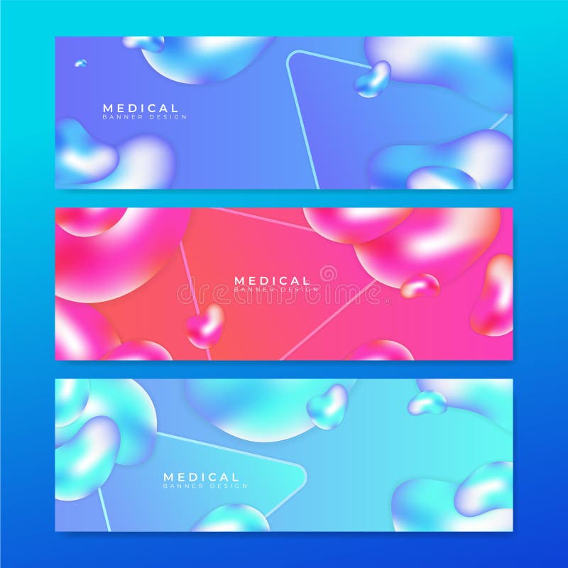 Banners Design Template and Headers for Site with Molecular Structures ...