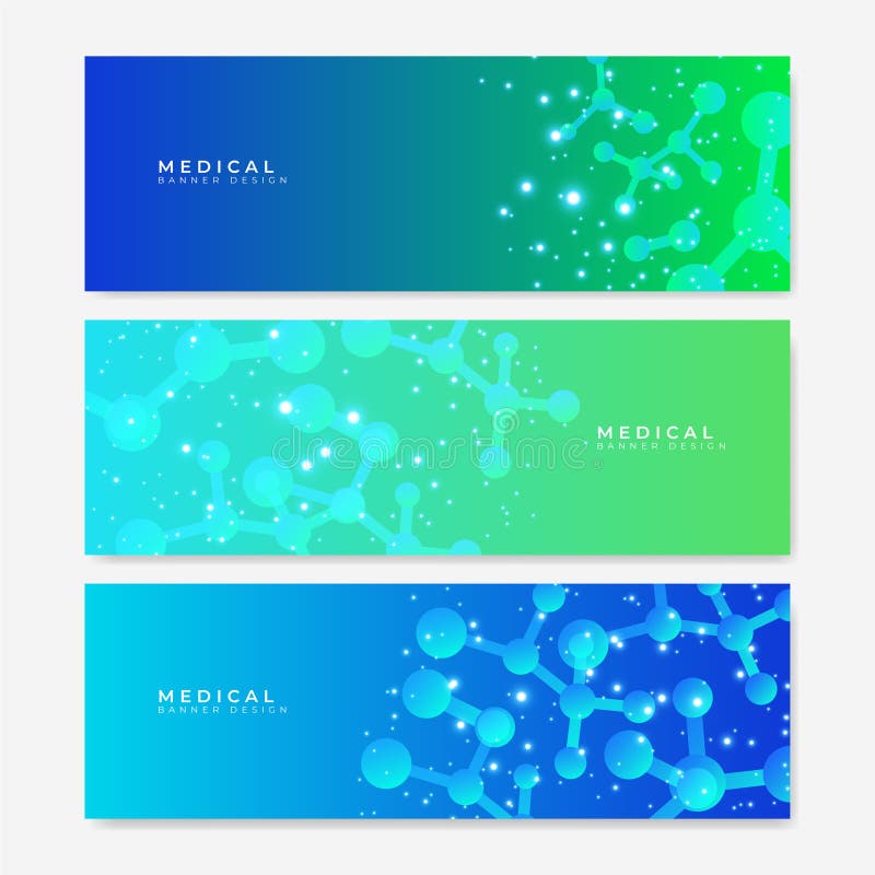 Banners Design Template and Headers for Site with Molecular Structures ...
