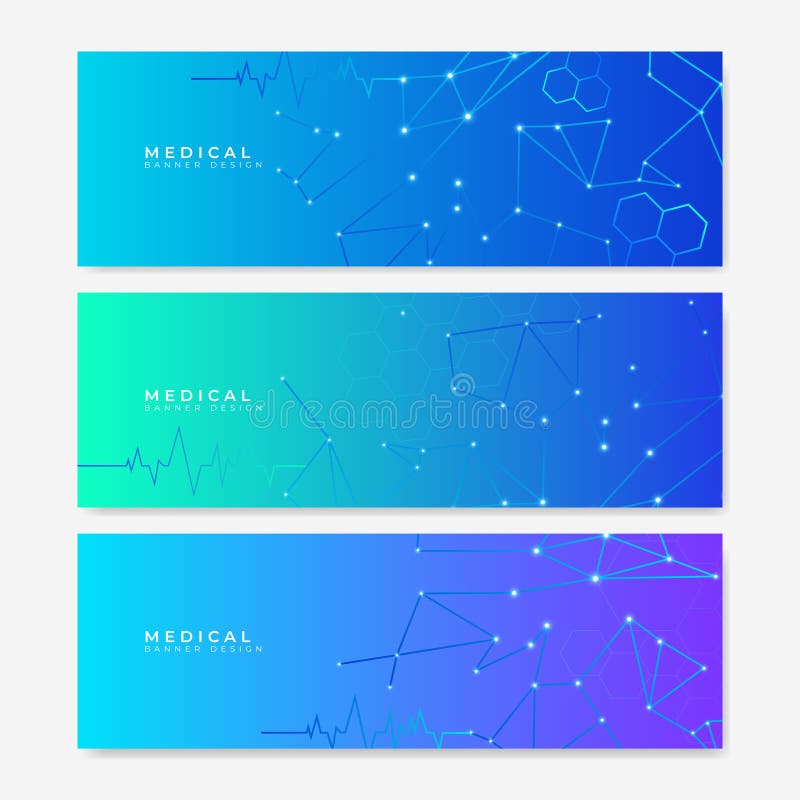 Banners Design Template and Headers for Site with Molecular Structures ...