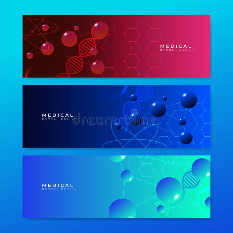 Banners Design Template and Headers for Site with Molecular Structures ...