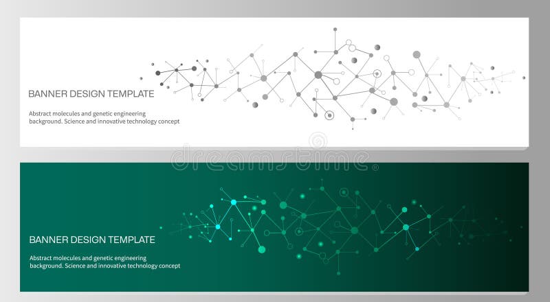 Banners Design Template with Molecular Structures and Neural Network ...