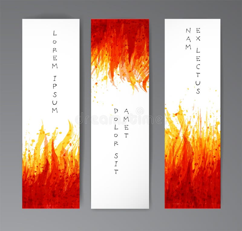 Banners with Flame on White Background. Place for Your Text. Vector ...