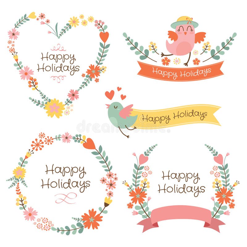 Banners and Floral Frames. Vector Illustration Decorative Design Stock ...