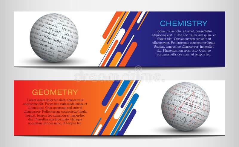 Banners with Formulas for Geometry and Chemistry Stock Vector ...