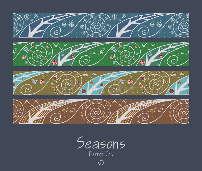 Banners with four seasons stock vector. Illustration of creative - 48533167