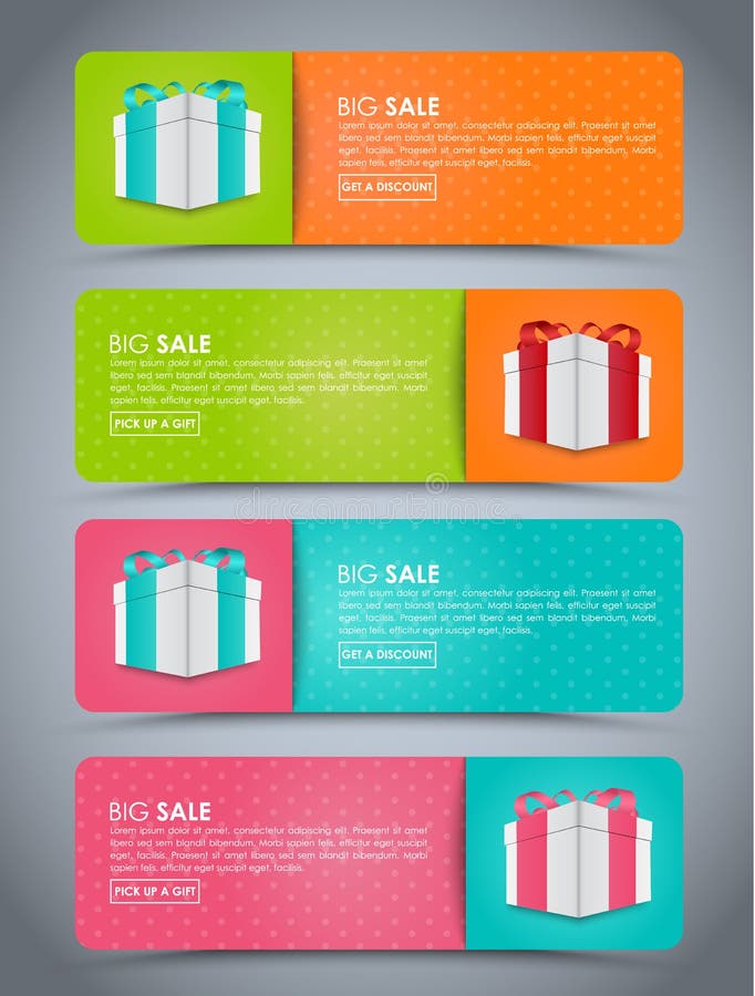 Banners with Gift Box stock vector. Illustration of present - 62266402