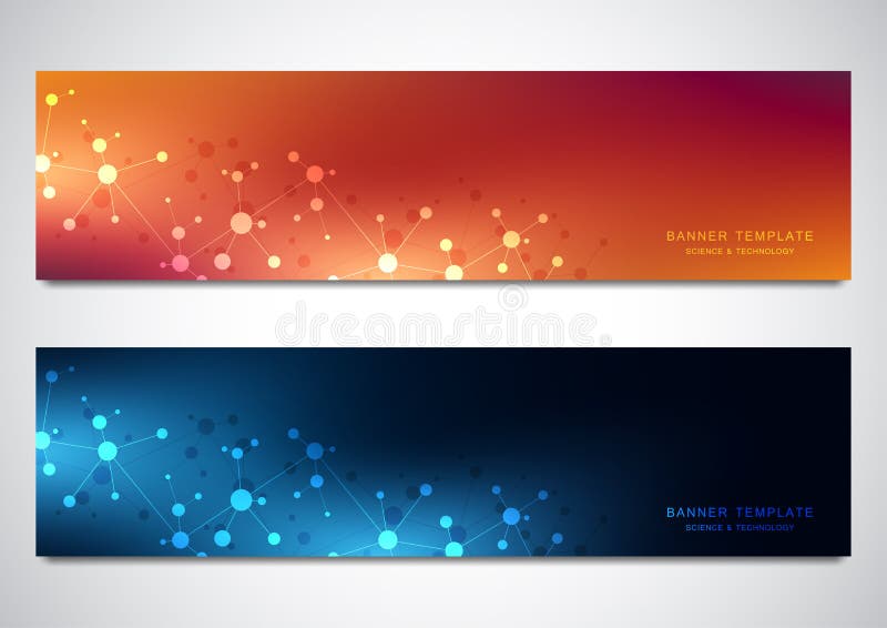 Banners and Headers for Site with Molecules Background and Neural ...