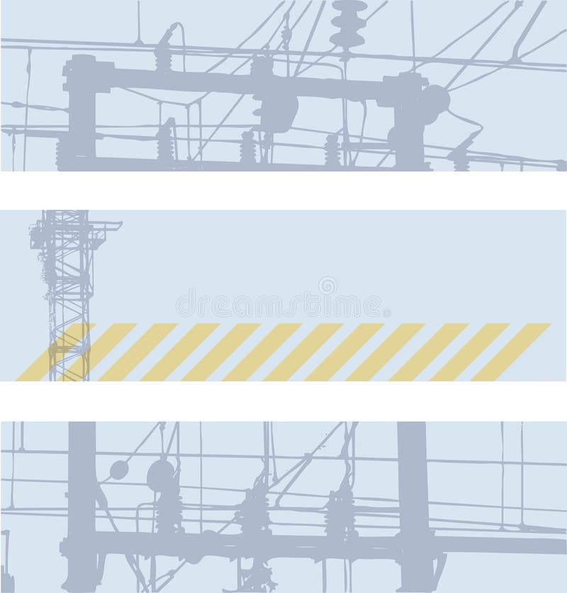 Banners with High Voltage Network Stock Vector - Illustration of energy ...