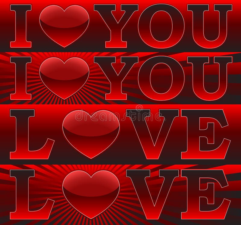 Banners _I Love You_ stock vector. Illustration of heart - 7828994
