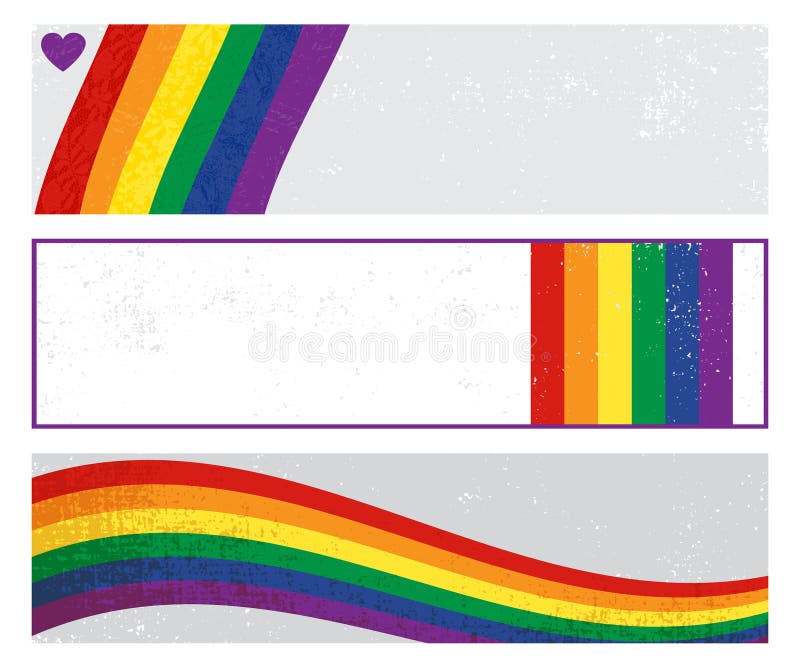 A Set of Three Rainbow Banners in Grunge Texture Stock Vector ...