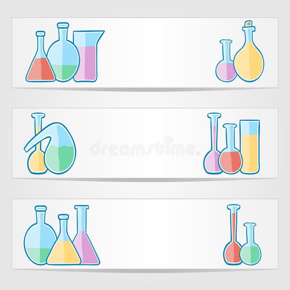 Banners with Laboratory Test Tubes Stock Illustration - Illustration of ...