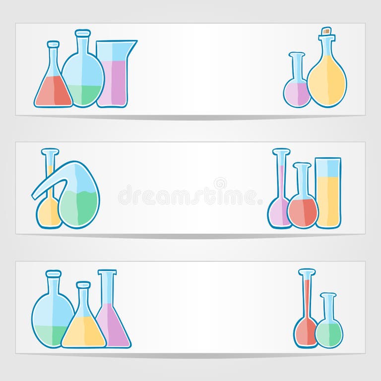 Banners with Laboratory Test Tubes Stock Illustration - Illustration of ...