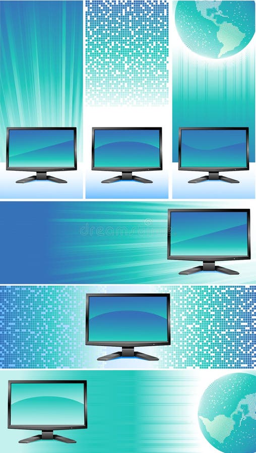 Banners with monitors stock vector. Illustration of vertical - 17936006