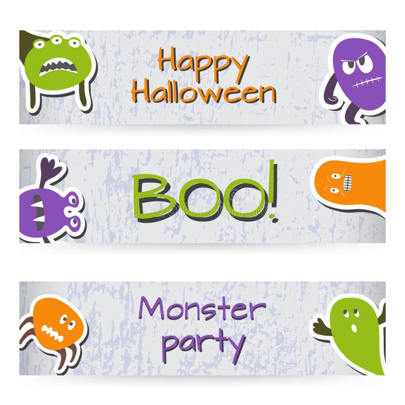 Banners with Monsters stock vector. Illustration of halloween - 59638856
