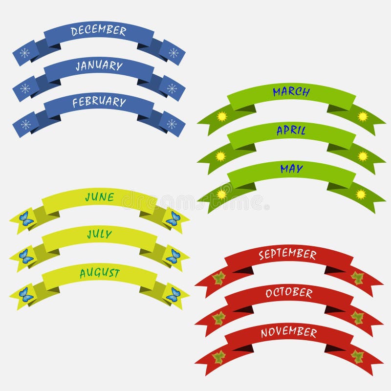 Months Banners With Kids [2] Stock Vector - Illustration of collection ...