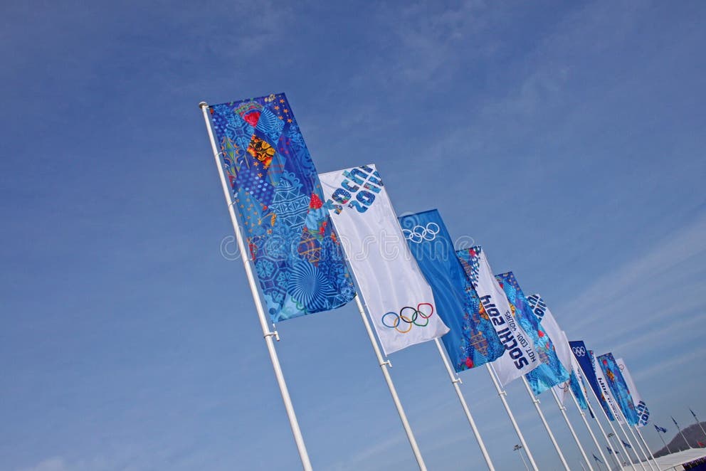 Banners in olympic park editorial image. Image of games - 38344450