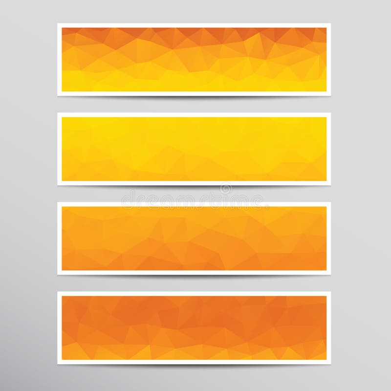 Banners with Orange Polygons Stock Vector - Illustration of blank ...