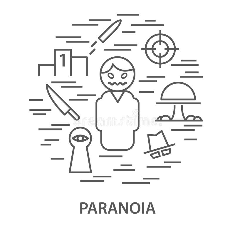 Paranoid Paranoia People Too Worry Cliparts Icons Stock Vector ...