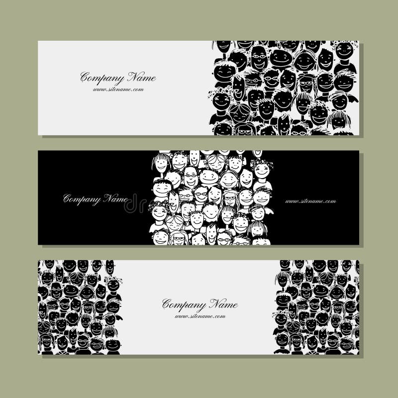 Banners with People Crowd for Your Design Stock Vector - Illustration ...