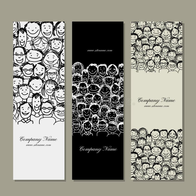 Banners with People Crowd for Your Design Stock Vector - Illustration ...