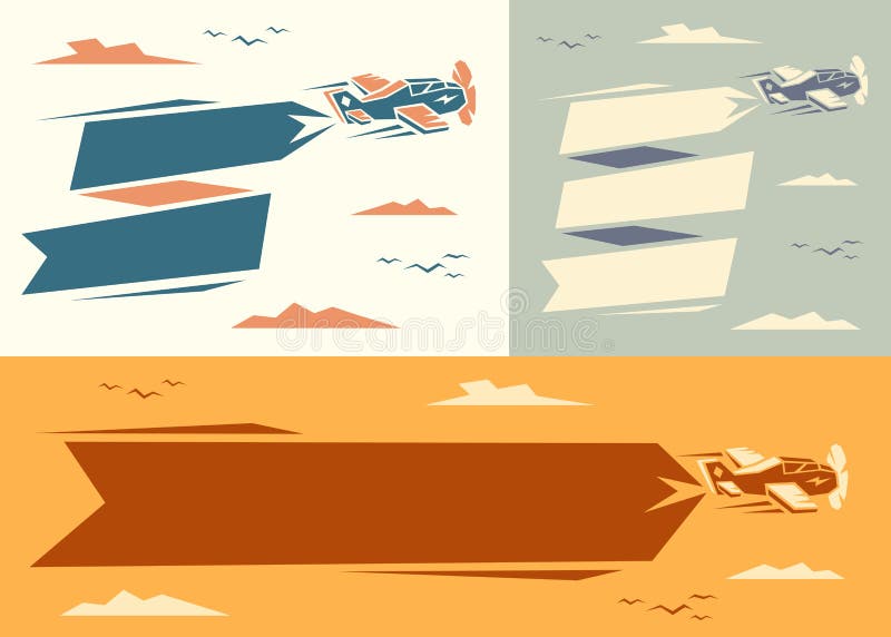 Banners with plane stock vector. Illustration of design - 49982304