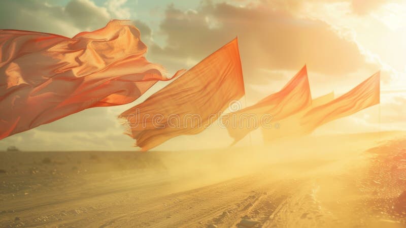 The Banners Playfully Racing Against Each Other Flapping with a Sense ...