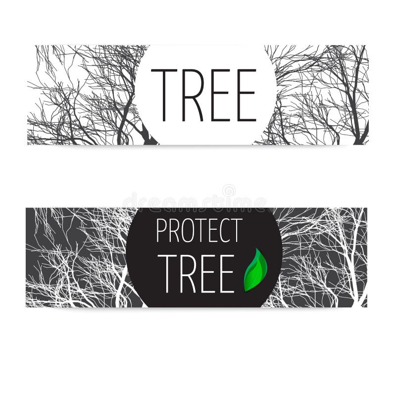Banners protect tree stock vector. Illustration of silhouette - 52790338