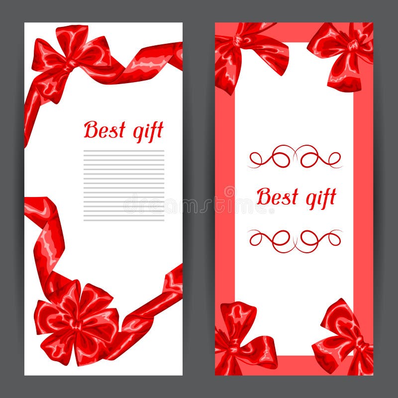 Banners with Red Satin Gift Bows and Ribbons Stock Vector ...