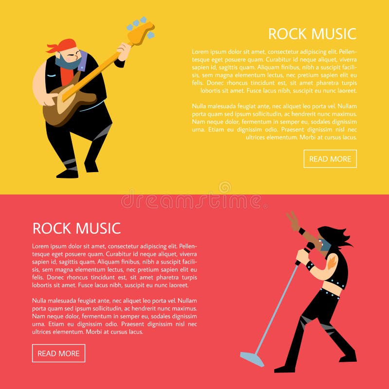 Banners with Rock Musicians Playing Instruments Stock Vector ...
