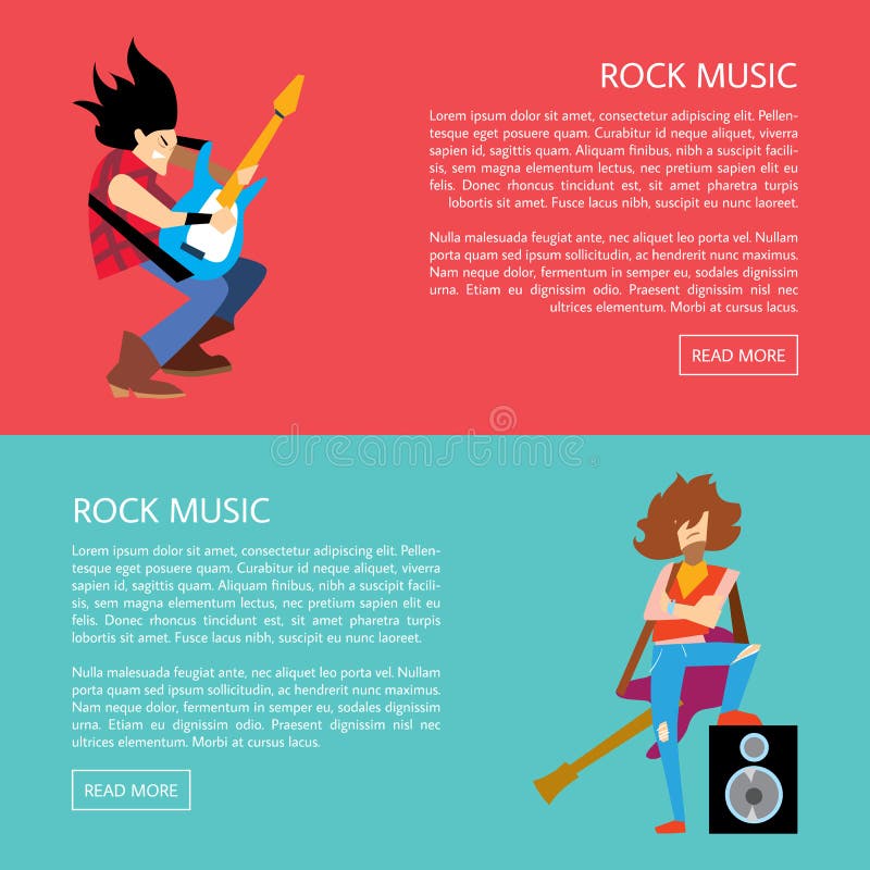 Banners with Rock Musicians Playing Instruments Stock Vector ...