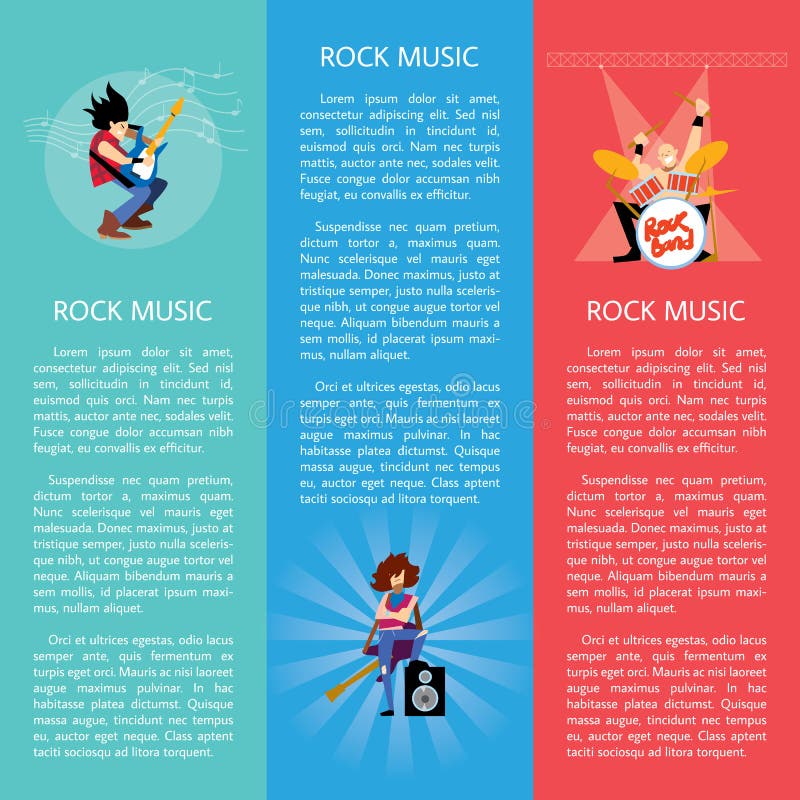 Banners with Rock Musicians Playing Instruments Stock Vector ...