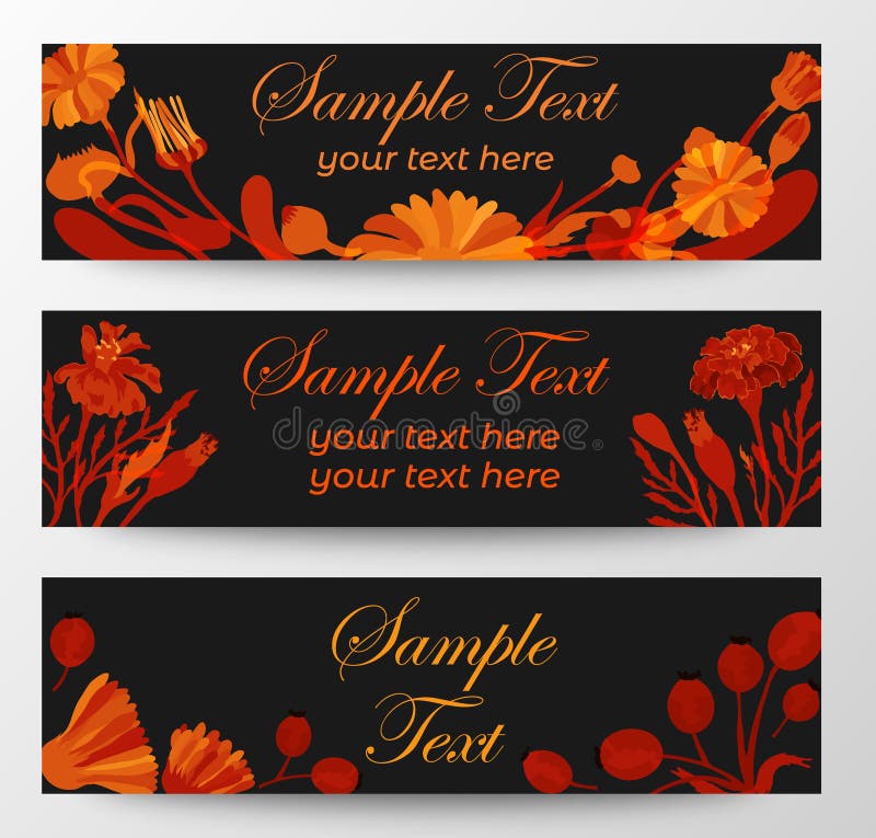Banners with Sample Text and Floral Composition Stock Vector ...