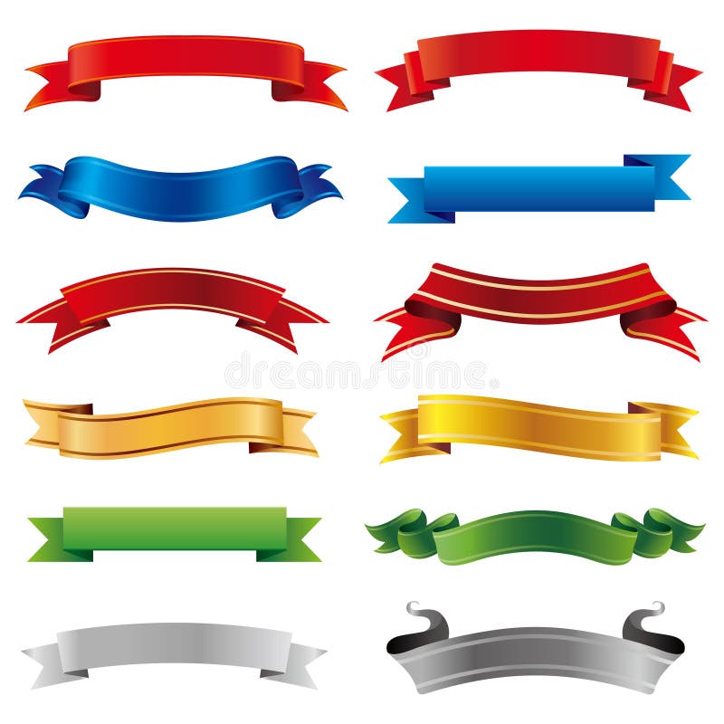 Colourful Blank Banners Ribbons Stock Illustration - Illustration of ...