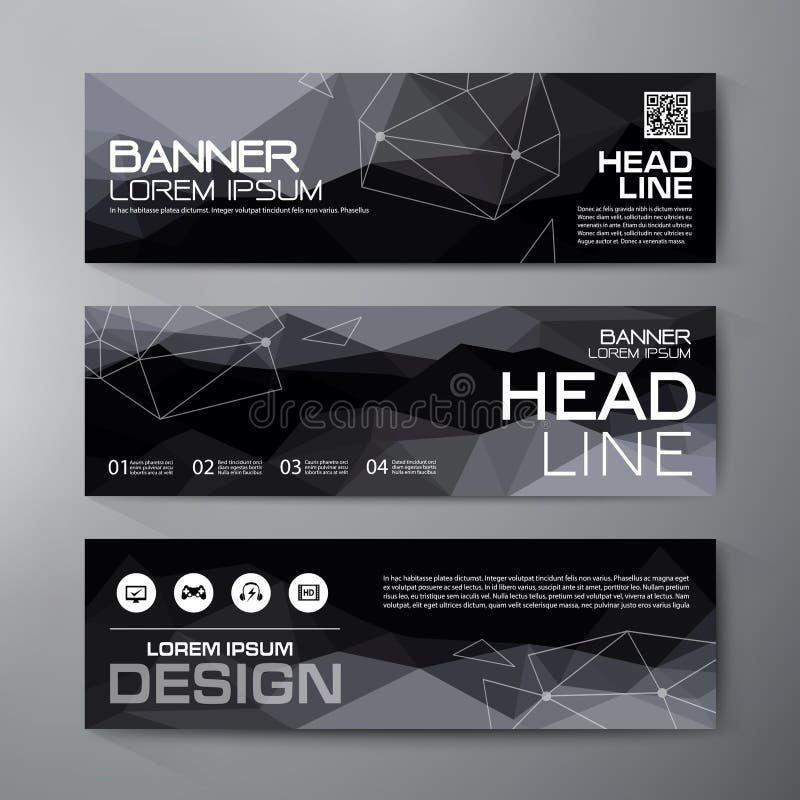 Banners Set for Business Modern Design. Polygonal Geometric Back Stock ...