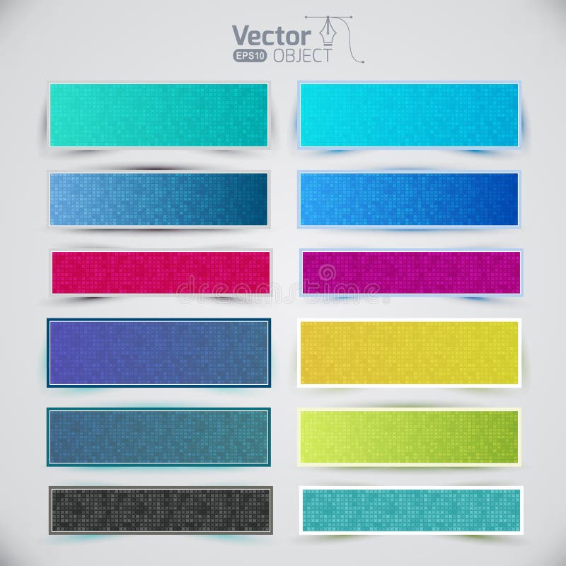 Banners Set of Different Colors, Mosaic Stock Vector - Illustration of ...