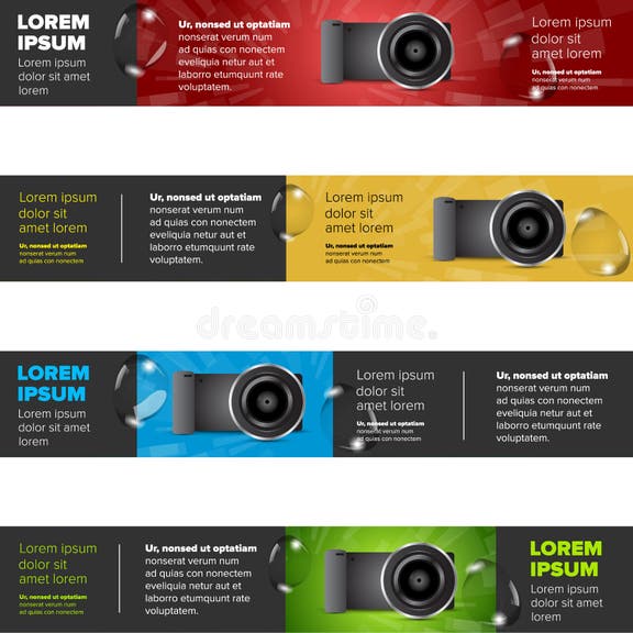 Banners Set with Photo Camera Stock Vector - Illustration of time ...