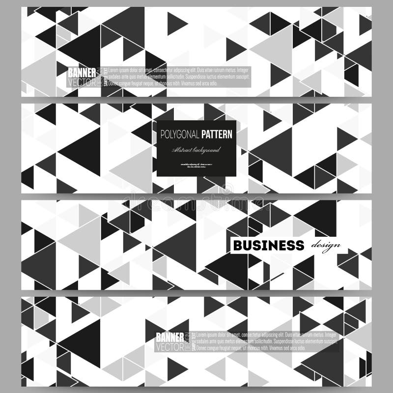 Banners Set. Triangular Vector Pattern. Abstract Black Triangles on ...