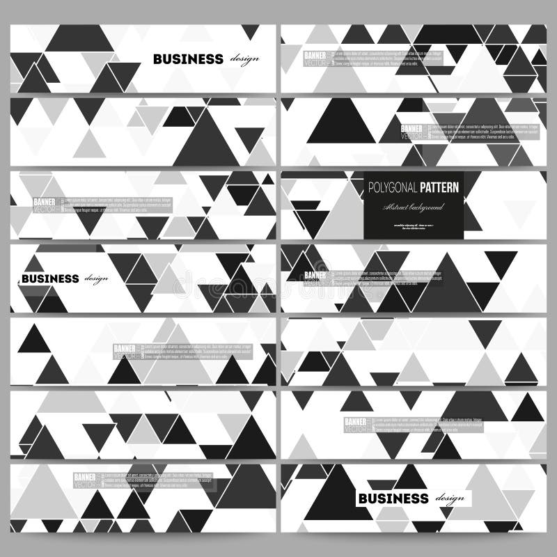 Banners Set. Triangular Vector Pattern. Abstract Black Triangles on ...