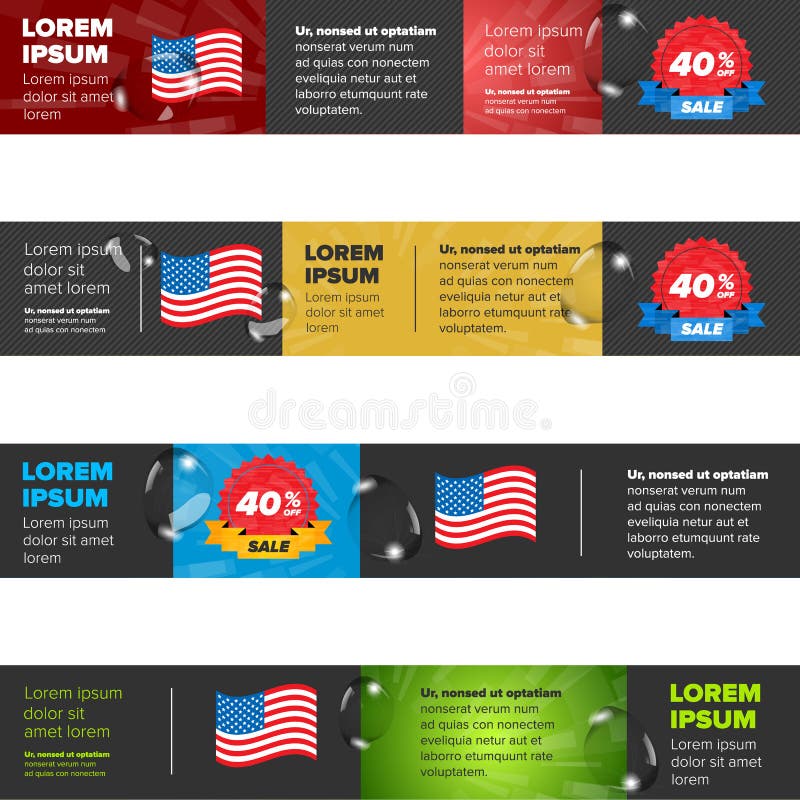 Banners set with USA flag stock vector. Illustration of icon - 66846615