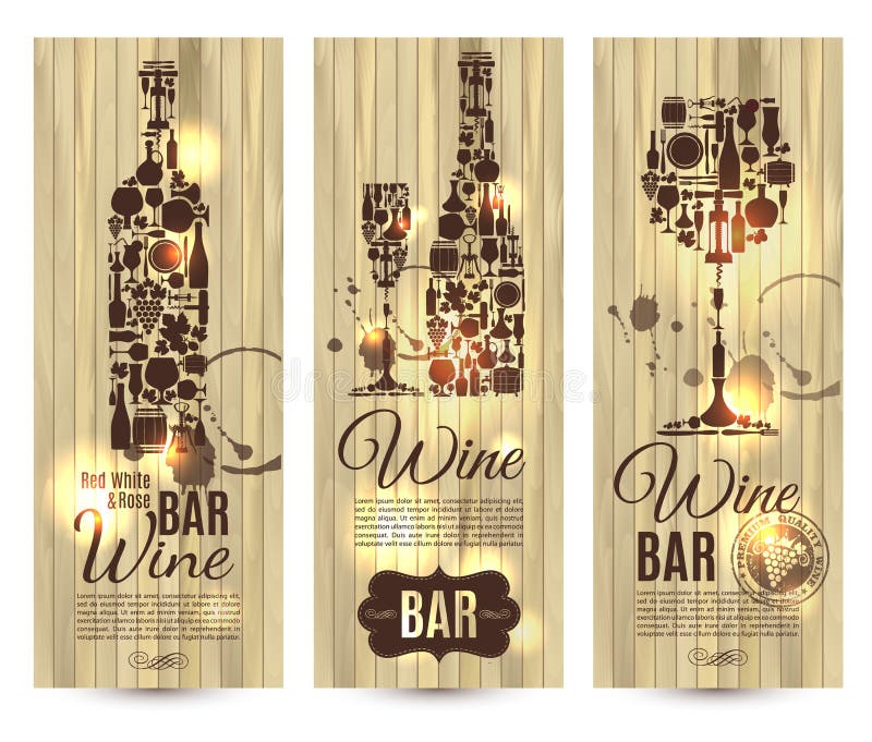 Banners Set Vector Illustration on Wood. Stock Vector - Illustration of ...