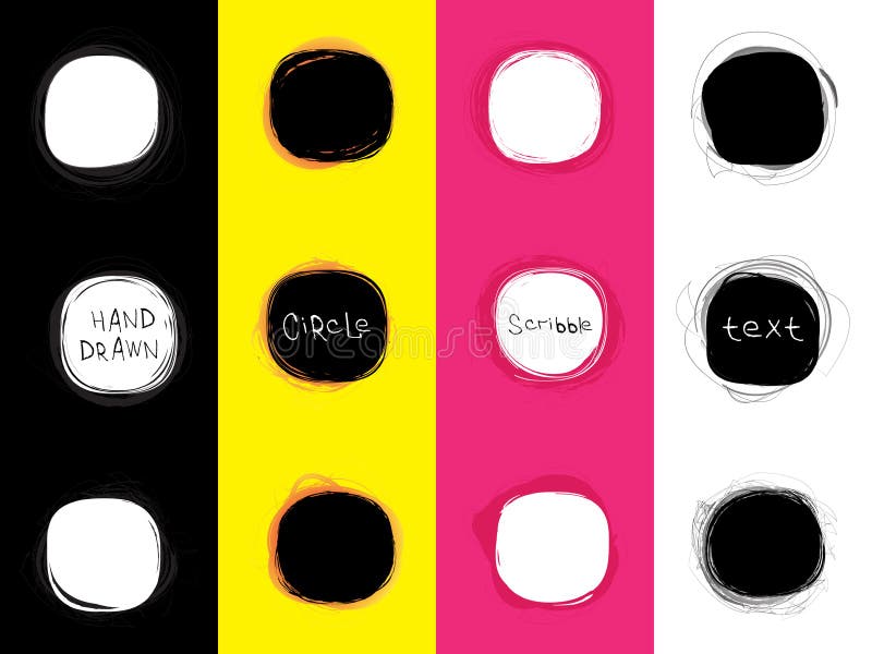 Banners And Sticker. Set Of Round Stains. Hand Drawn Scribble Circles ...