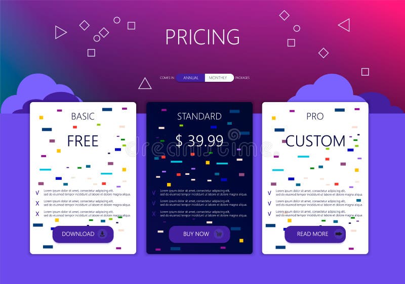 Three Banners. Pricelist, Hosting Plans and Web Design Boxes of Banners ...