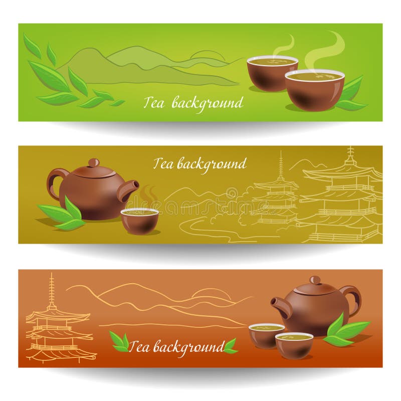 Banners with Tea, Teapot and Cups Stock Vector - Illustration of ...