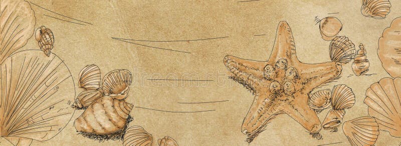 Banners Templates with Drawings of Shells Stock Illustration ...