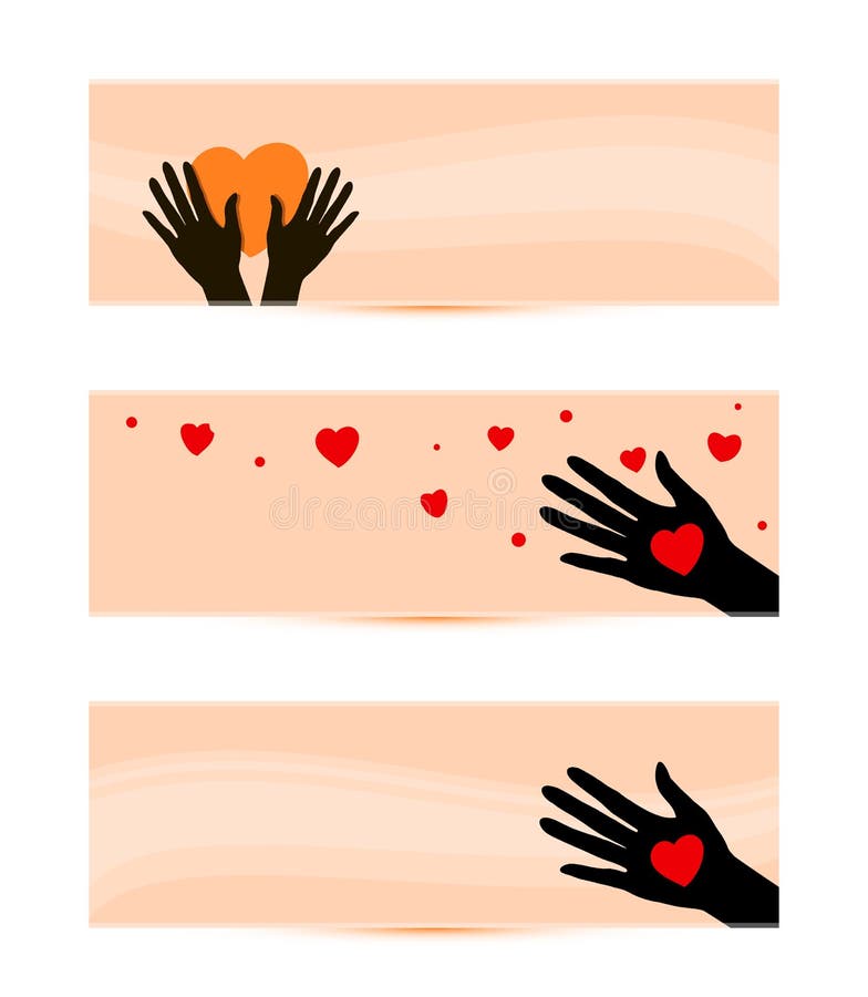 Banners Templates with Hands and Hearts Stock Vector - Illustration of ...