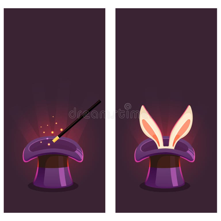 Banners with Top Hat and Magic Wand Stock Vector - Illustration of ...